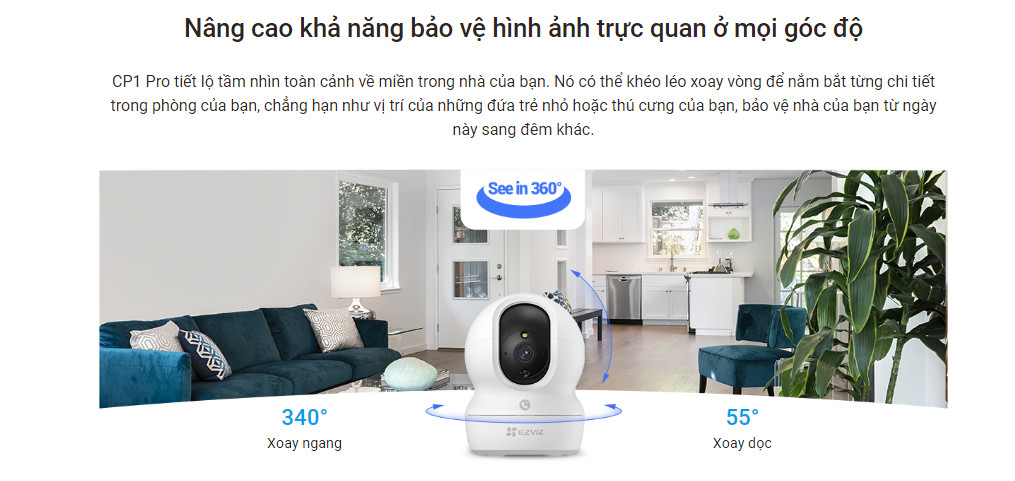 CS-CP1-R105-1L2WF Camera quan sát wifi 360 EZVIZ Có chức năng gọi điện ...